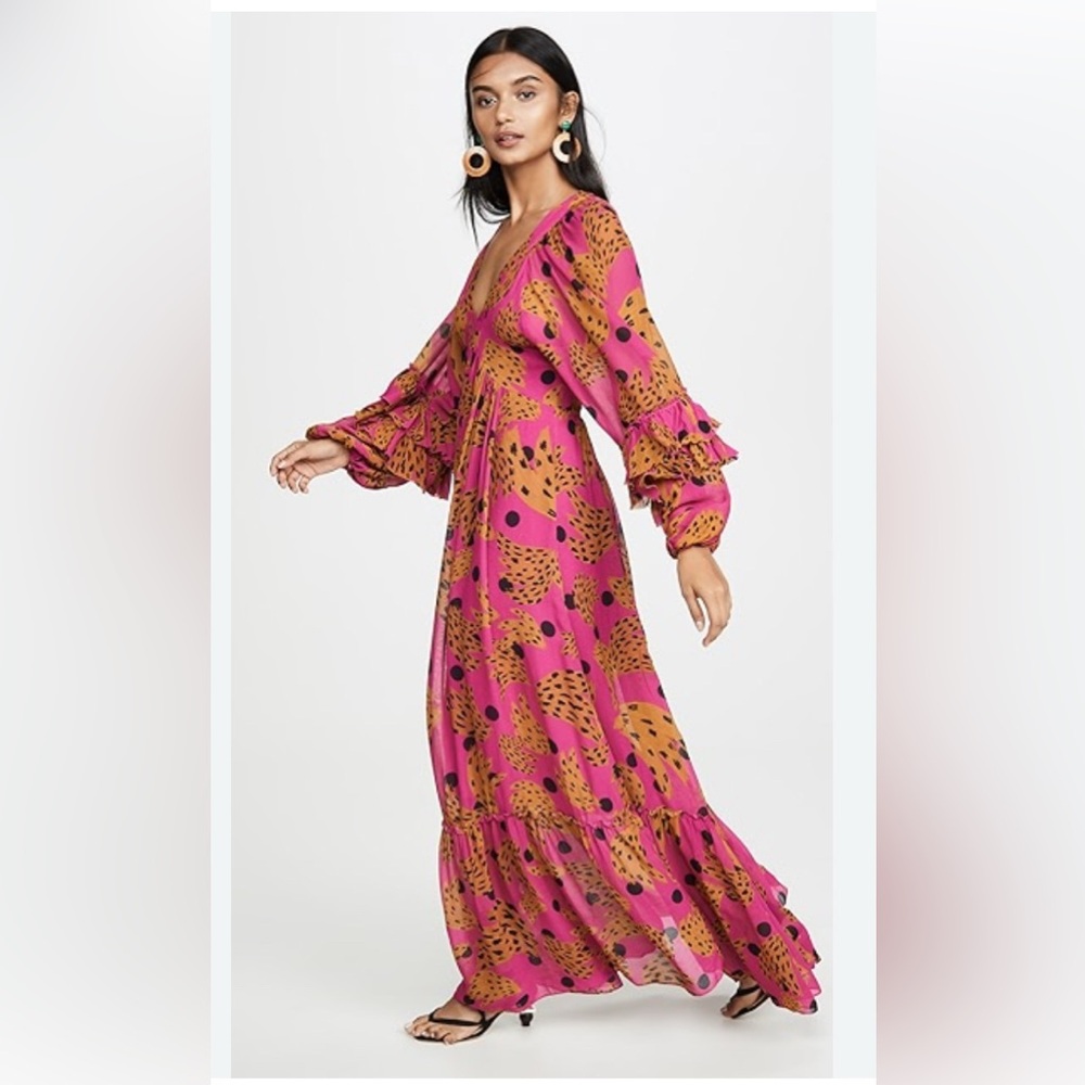 Farm Rio X Anthropologie Cheetah Maxi Dress - Xs - Gem